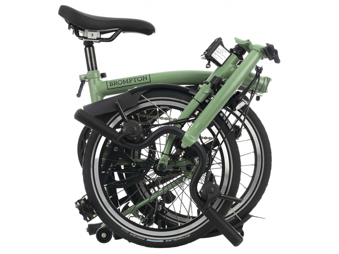 Brompton C Line Explore Midden met Rack Matcha Groen - Vlerick Fietsen